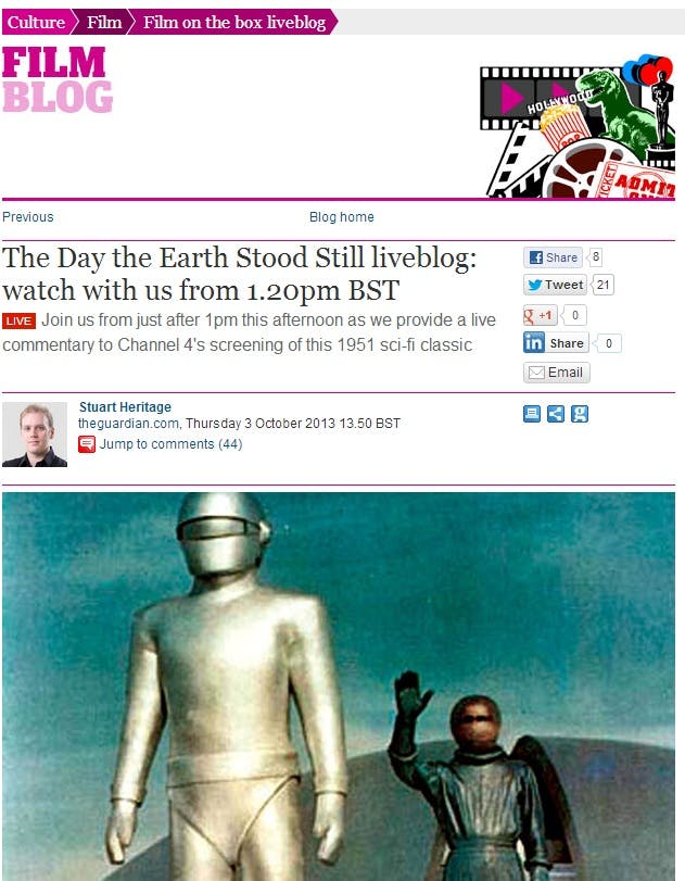 The Guardian Hosts Live Blog For A 1951 Film During Its Channel 4 ...