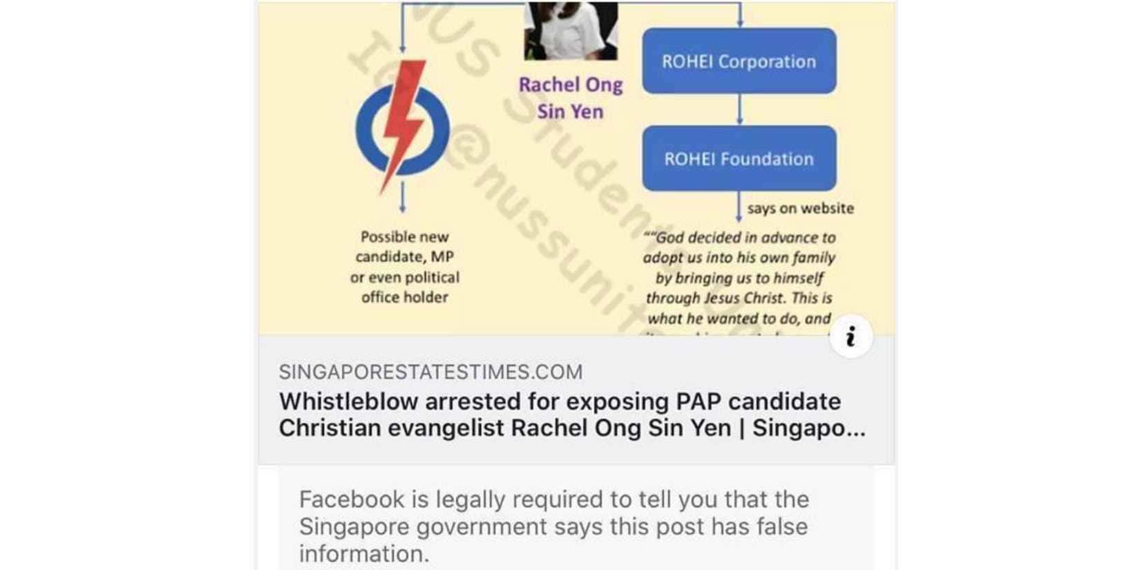 Facebook issues disclaimer on post deemed as fake news by Singapore ...